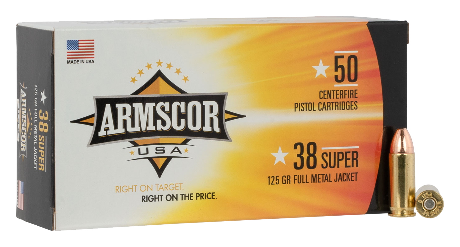 Armscor 38 Super 125 Grain Full Metal Jacket Centerfire Handgun Ammo ...